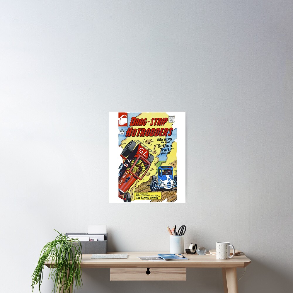 "Vintage Hot Rod Cars Crash Comic Book Cover Artwork" Poster by ...