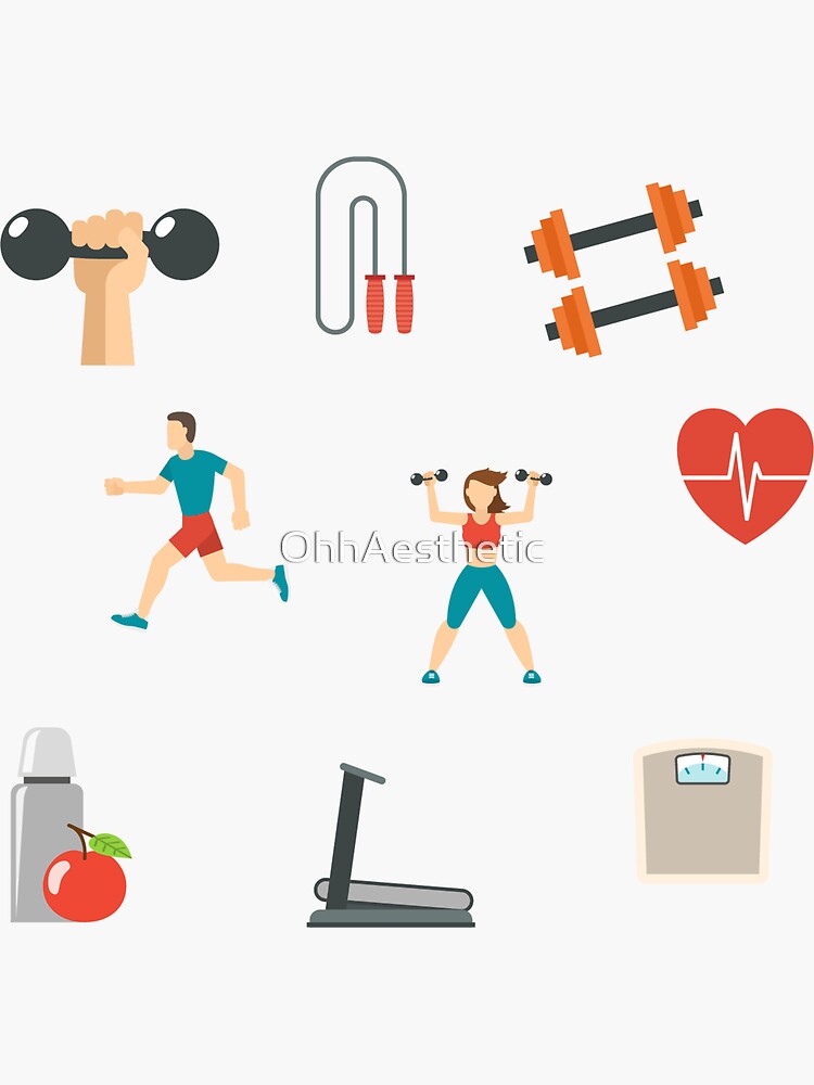 "Exercise Sticker set Part 2 " Sticker for Sale by OhhAesthetic | Redbubble