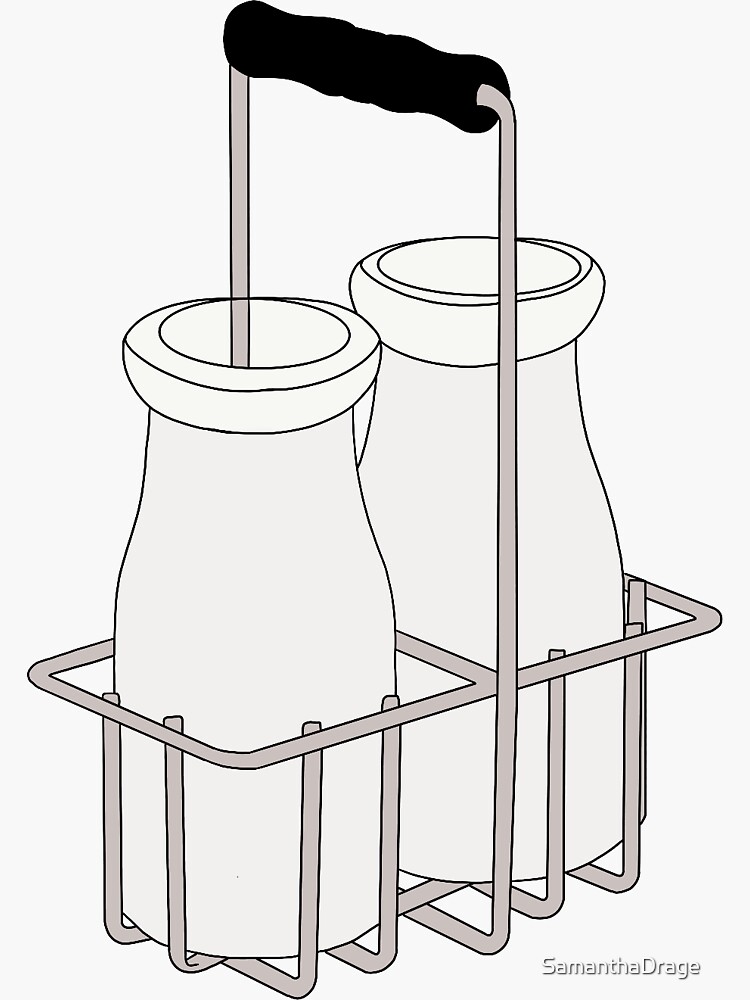 "Milk Bottle Delivery Digital Illustration" Sticker for Sale by ...