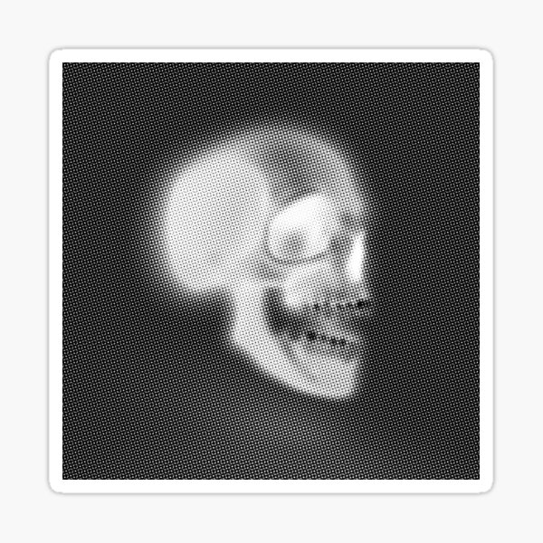 "Black and white human skull, negative offset circles" Sticker by ...