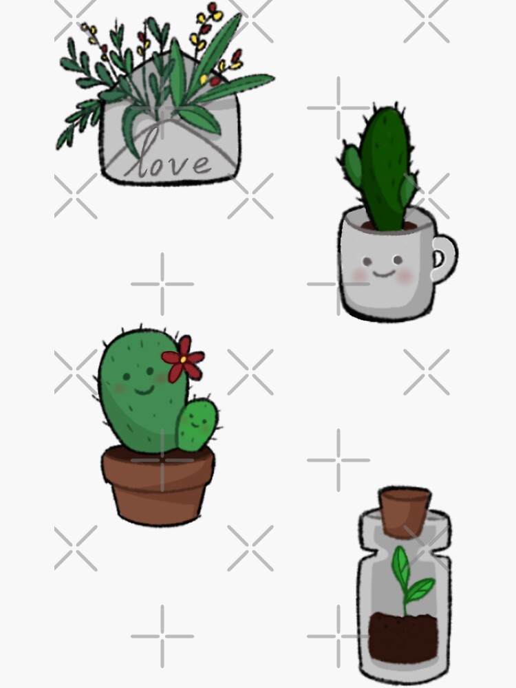 "Stickers, cute cacti" Sticker for Sale by NEON-KA | Redbubble