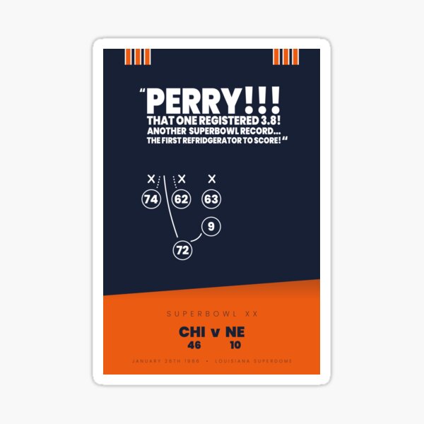 "The Fridge William Perry Playbook Art" Sticker for Sale by ...