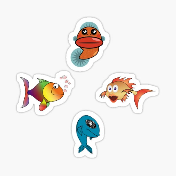 "colorful fish sticker pack - four piece sticker set" Sticker for Sale ...
