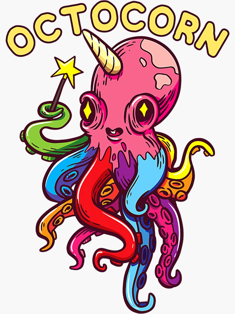 "Octocorn Octopus Unicorn Cute Magical Devil Fish" Sticker for Sale by ...