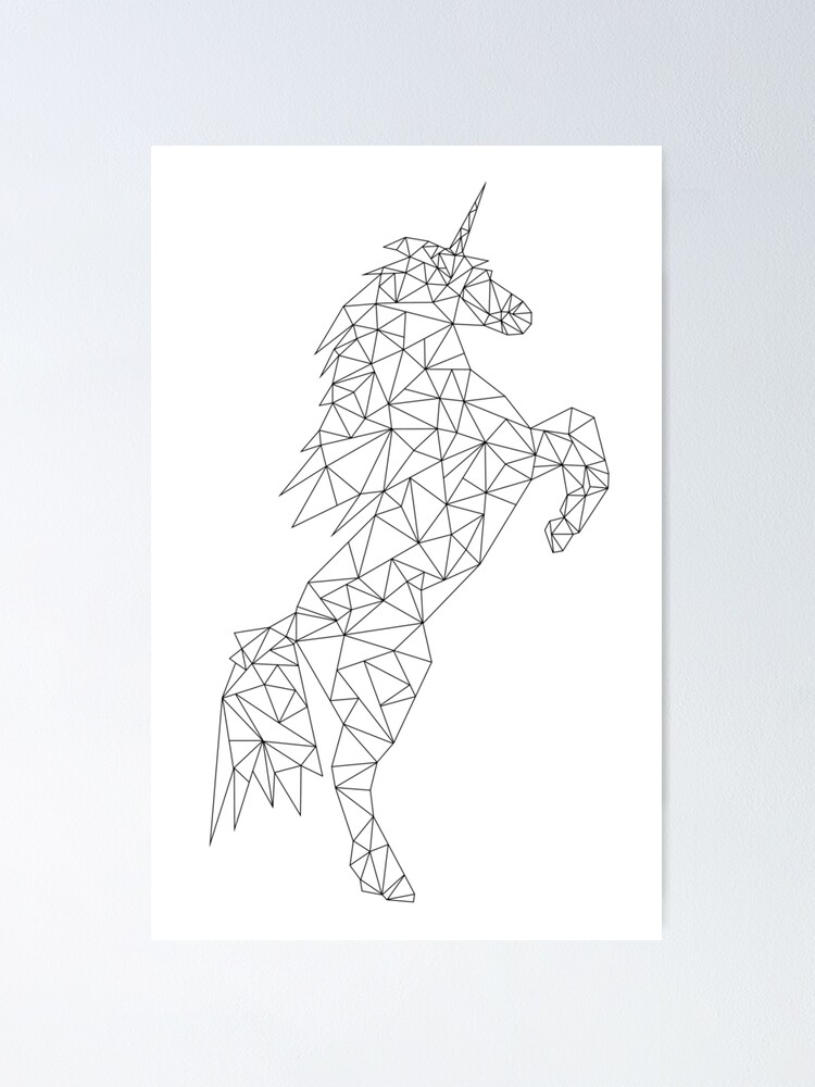 "Geometric Unicorn 01" Poster by alienteacup | Redbubble