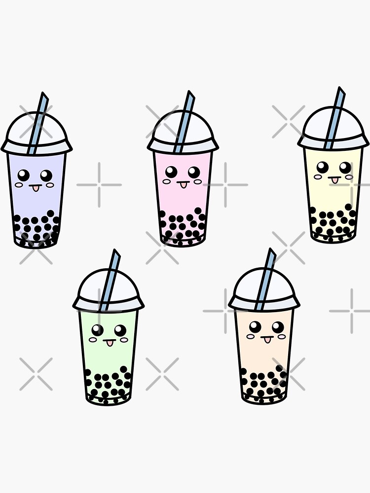 "Pastel Boba tea pack" Sticker by blueberrycafe | Redbubble