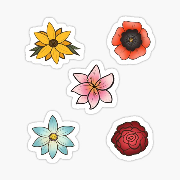 "Simple Flower Sticker Pack" Sticker for Sale by ArtsyAriesInc | Redbubble