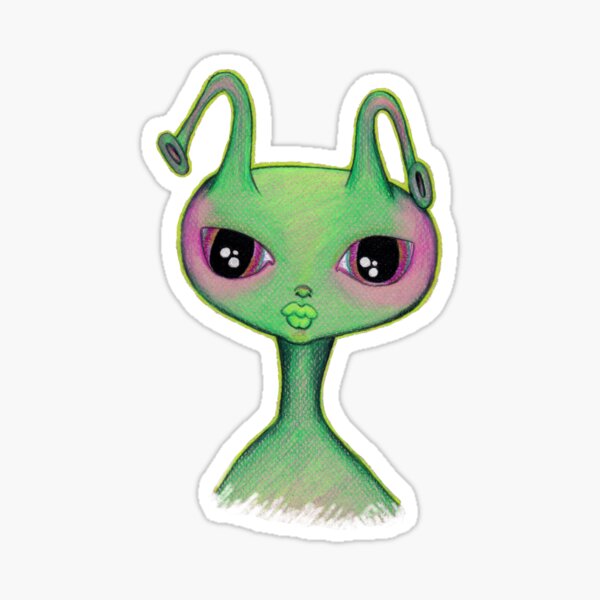 "Alienne the Alien Girl" Sticker by 1Redbublppasswo | Redbubble