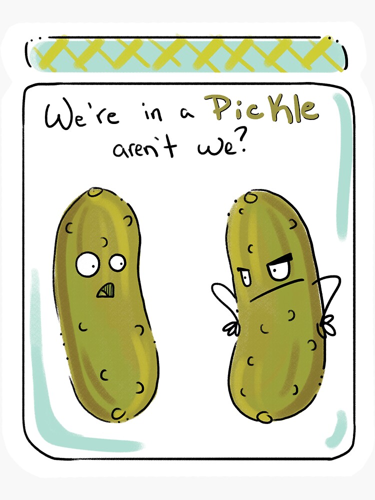 "We're in a Pickle" Sticker for Sale by laurenreedart | Redbubble