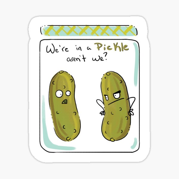 "We're in a Pickle" Sticker for Sale by laurenreedart | Redbubble