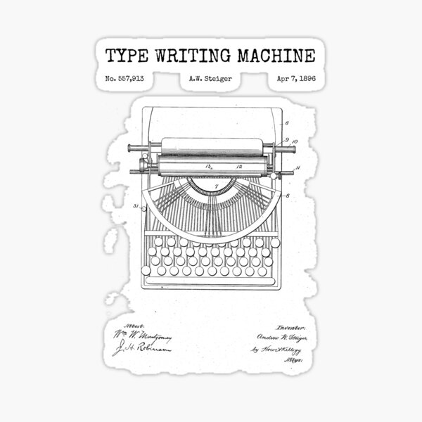 "Vintage Blueprint - Type Writing Machine" Sticker for Sale by ...