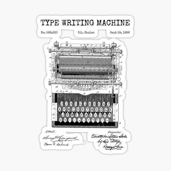"Vintage Blueprint - Type Writing Machine" Sticker for Sale by ...