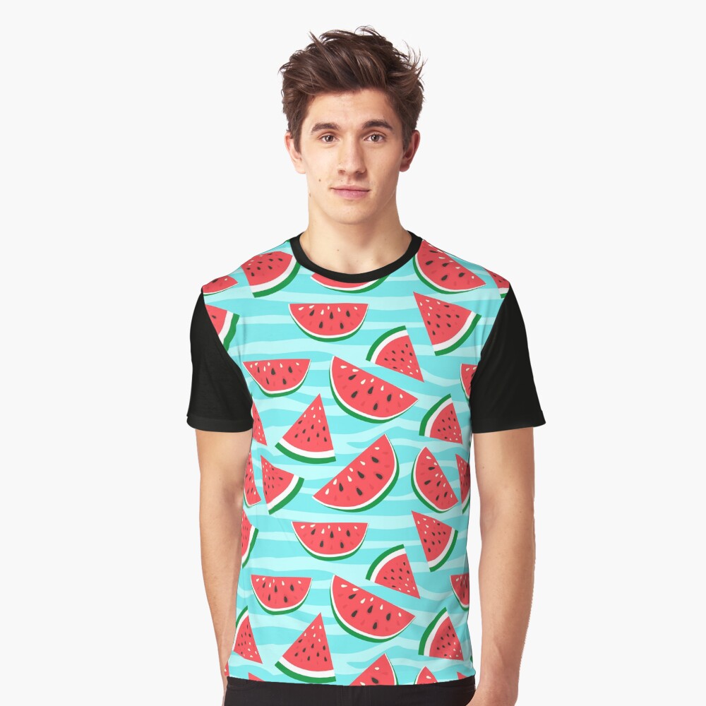 "Watermelon background with black seeds. Seamless watermelons pattern ...