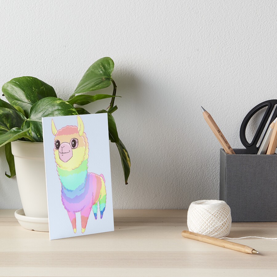 "Rainbow Alpaca Kids Cartoon Illustrations" Art Board Print by stilo29 ...