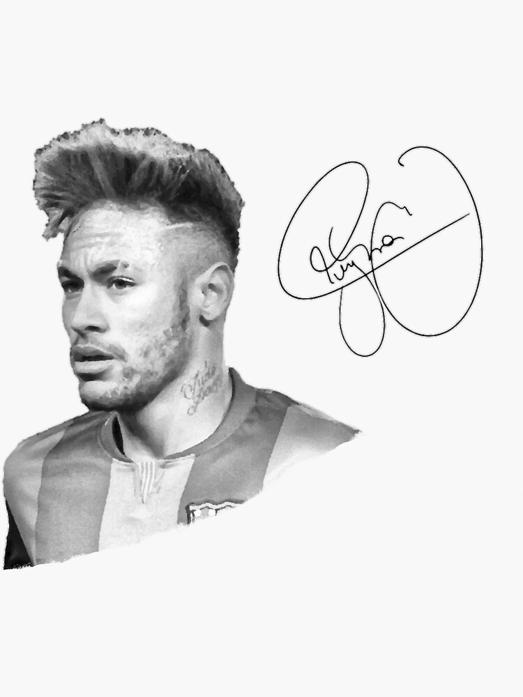 "Neymar in black & white with signature " Sticker for Sale by MyClub ...