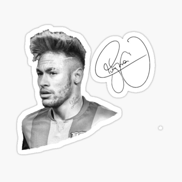 "Neymar in black & white with signature " Sticker for Sale by MyClub ...