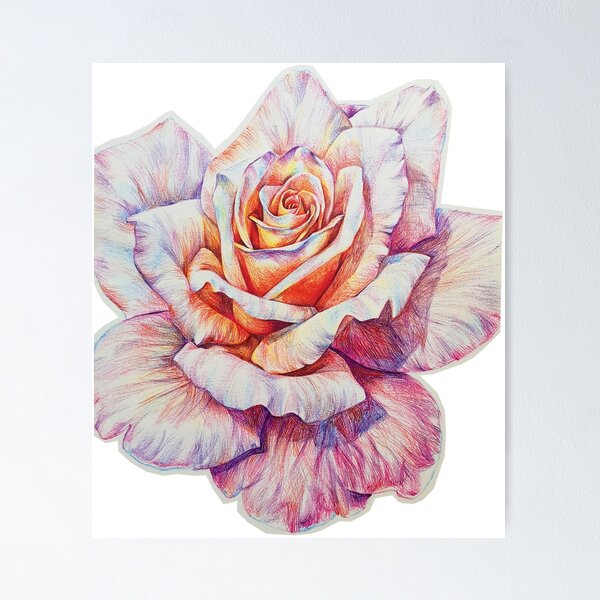 "Flower drawing with colored ballpoint pens!" Poster for Sale by ...