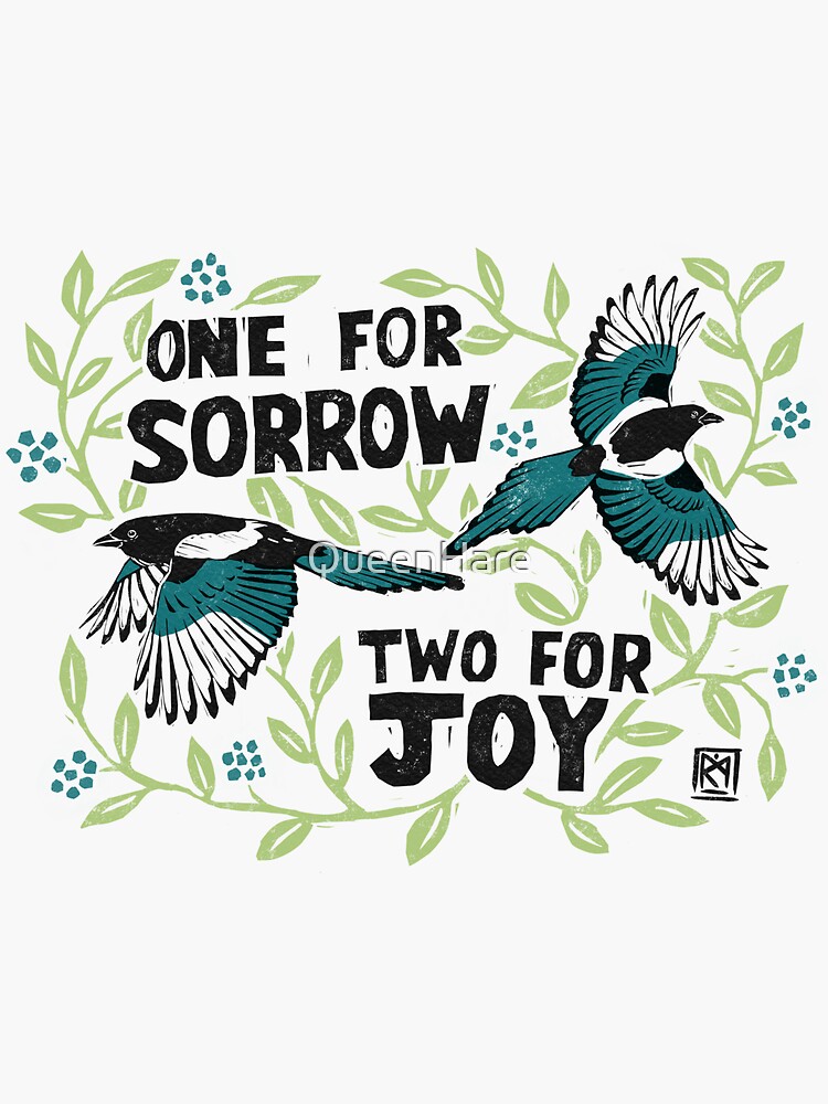 "One for Sorrow, Two for Joy" Sticker for Sale by QueenHare | Redbubble