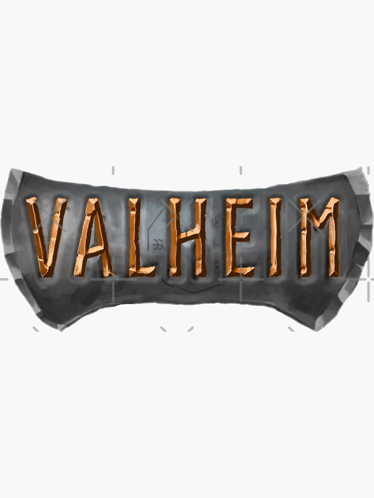 "Valheim logo in an axe - game, vikings" Sticker by PunkyCat | Redbubble