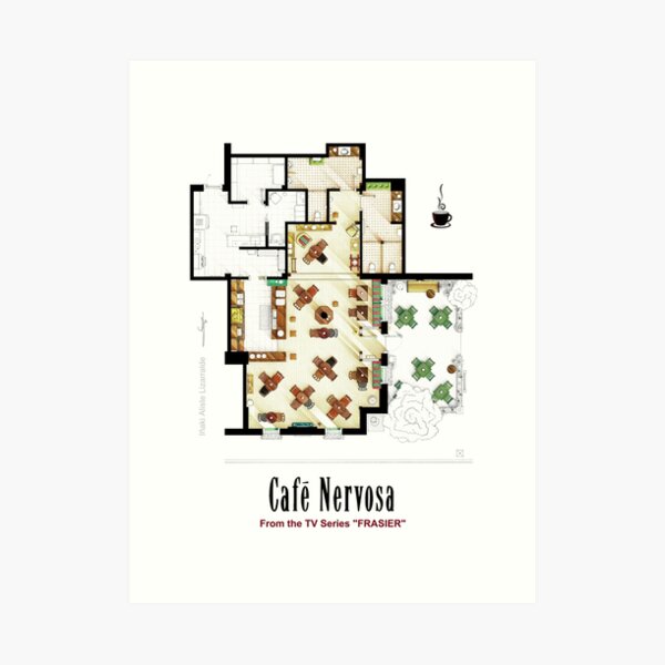 "Floorplan of CAFE NERVOSA from FRASIER" Art Print for Sale by nikneuk ...