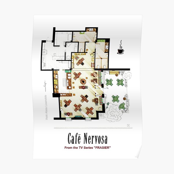 "Floorplan of CAFE NERVOSA from FRASIER" Poster for Sale by nikneuk ...