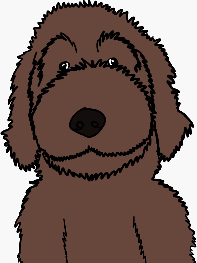 "Chocolate Goldendoodle cartoon" Sticker for Sale by magzjtrp | Redbubble