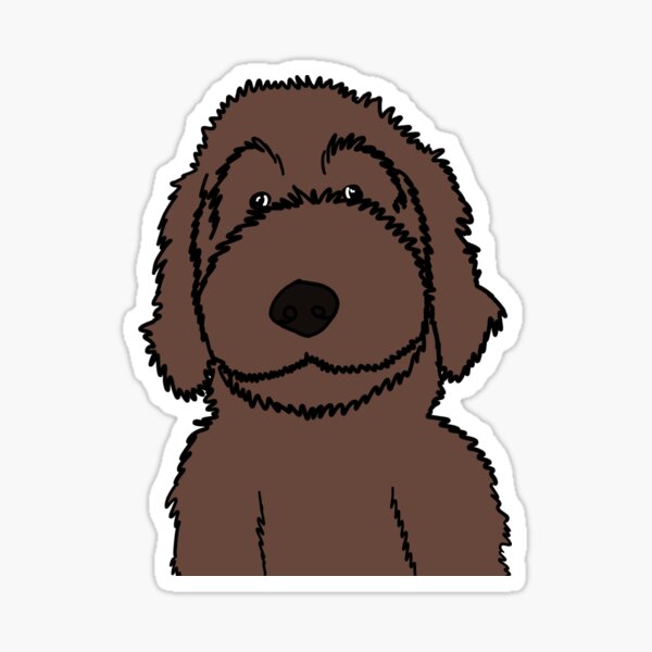 "Chocolate Goldendoodle cartoon" Sticker for Sale by magzjtrp | Redbubble