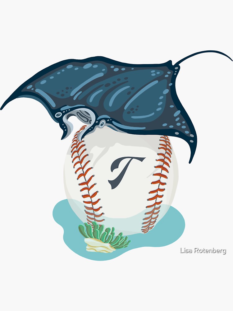 "Play Ball! Manta Ray Sting Ray and Baseball with Initial T" Sticker ...