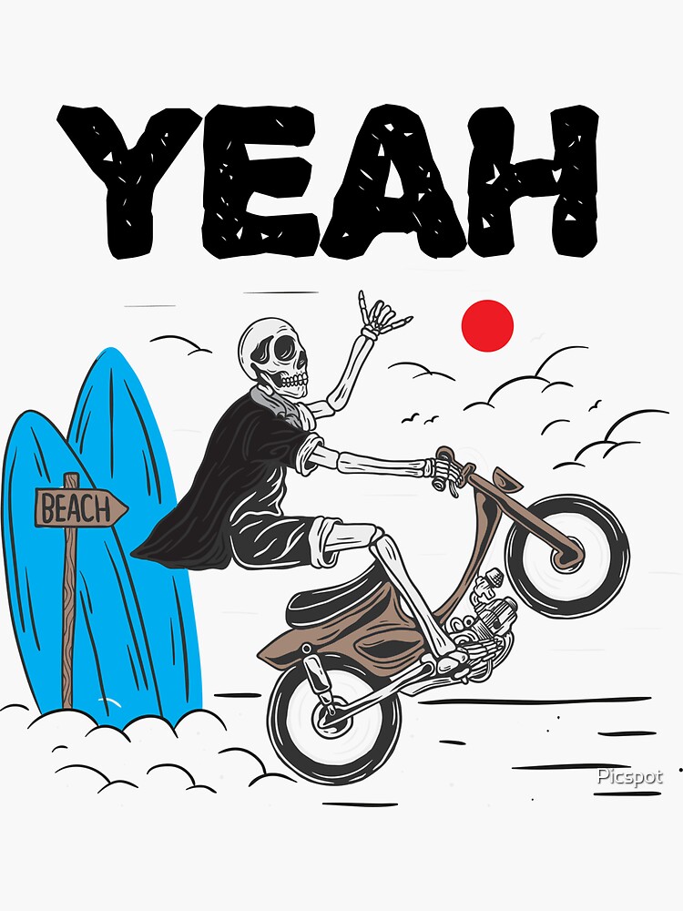 "YEAH SKULL SURF MOTORCYCLE DESIGN " Sticker for Sale by Picspot ...