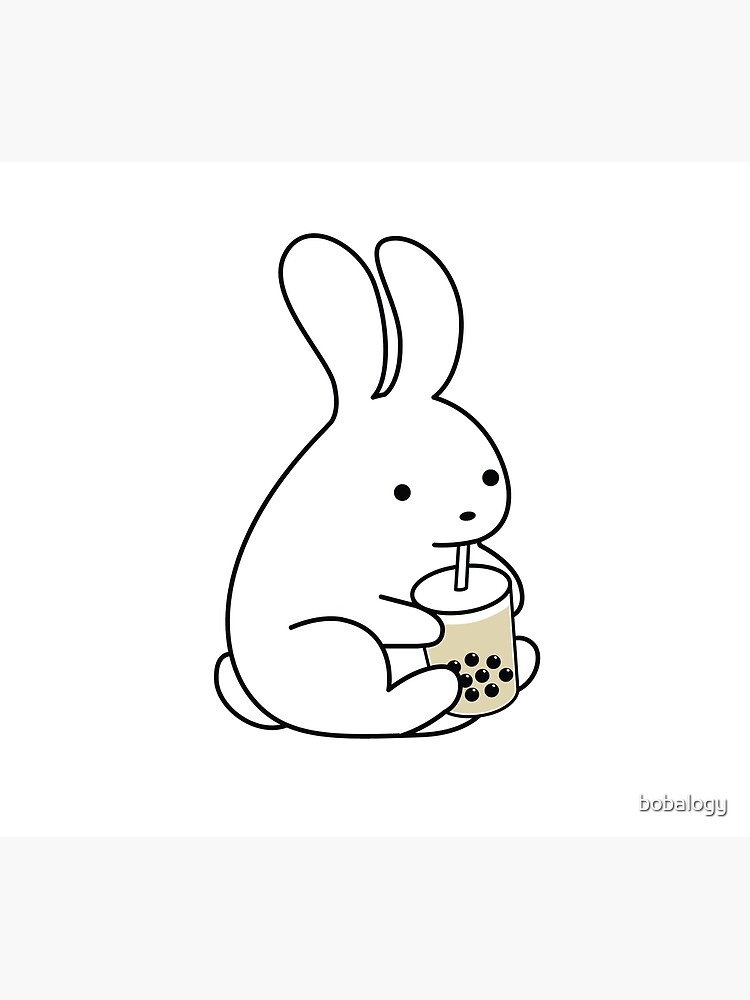 "Cute Bunny Drinking Boba Bubble Milk Tea" Art Print for Sale by ...
