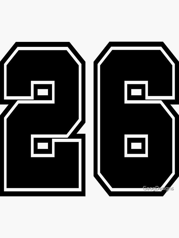 "26 shirt number college style number" Sticker by GeogDesigns | Redbubble