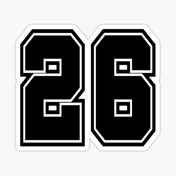 "26 shirt number college style number" Sticker by GeogDesigns | Redbubble