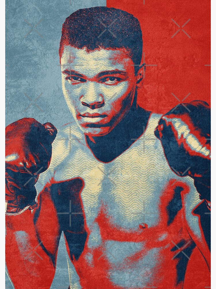 "Muhammad Ali T-Shirts fighter in red background" Sticker for Sale by ...