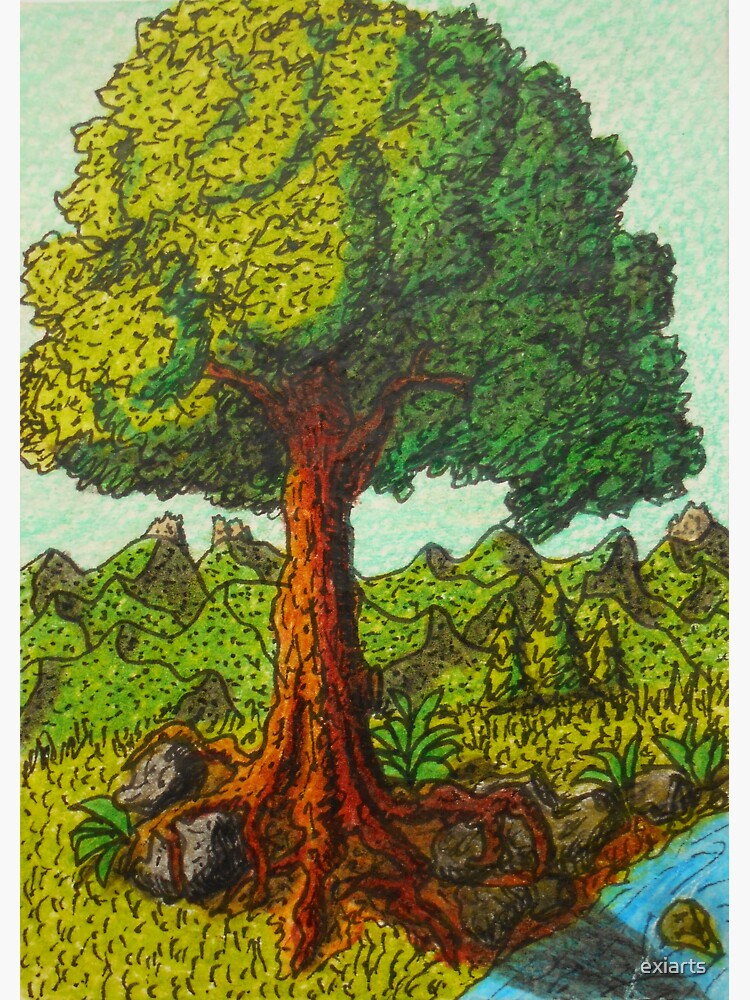"Tree art inspirational landscape- nature illustration" Sticker for ...