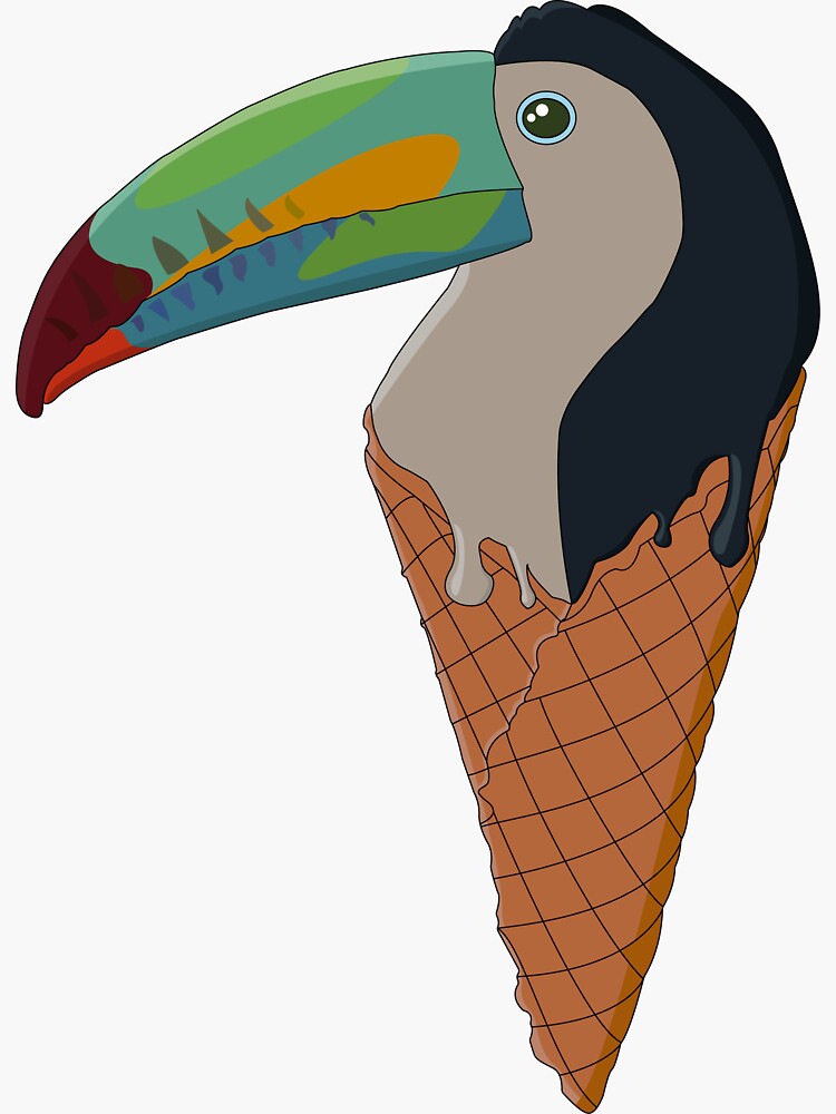 "toucan ice cream cone" Sticker for Sale by DMHDesigner | Redbubble