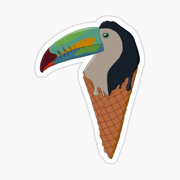"toucan ice cream cone" Sticker for Sale by DMHDesigner | Redbubble