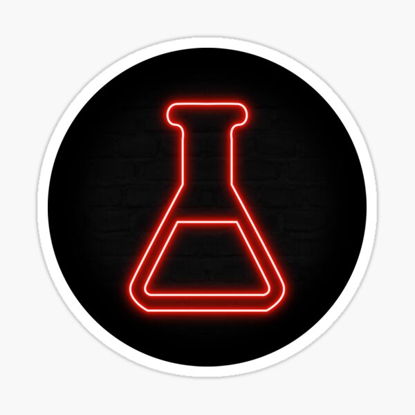 "Red Retro Neon Chemistry Laboratory Flask" Sticker by dylanxh | Redbubble