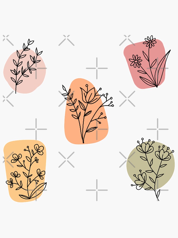 "Minimalist flowers" Sticker for Sale by cnderblocked | Redbubble
