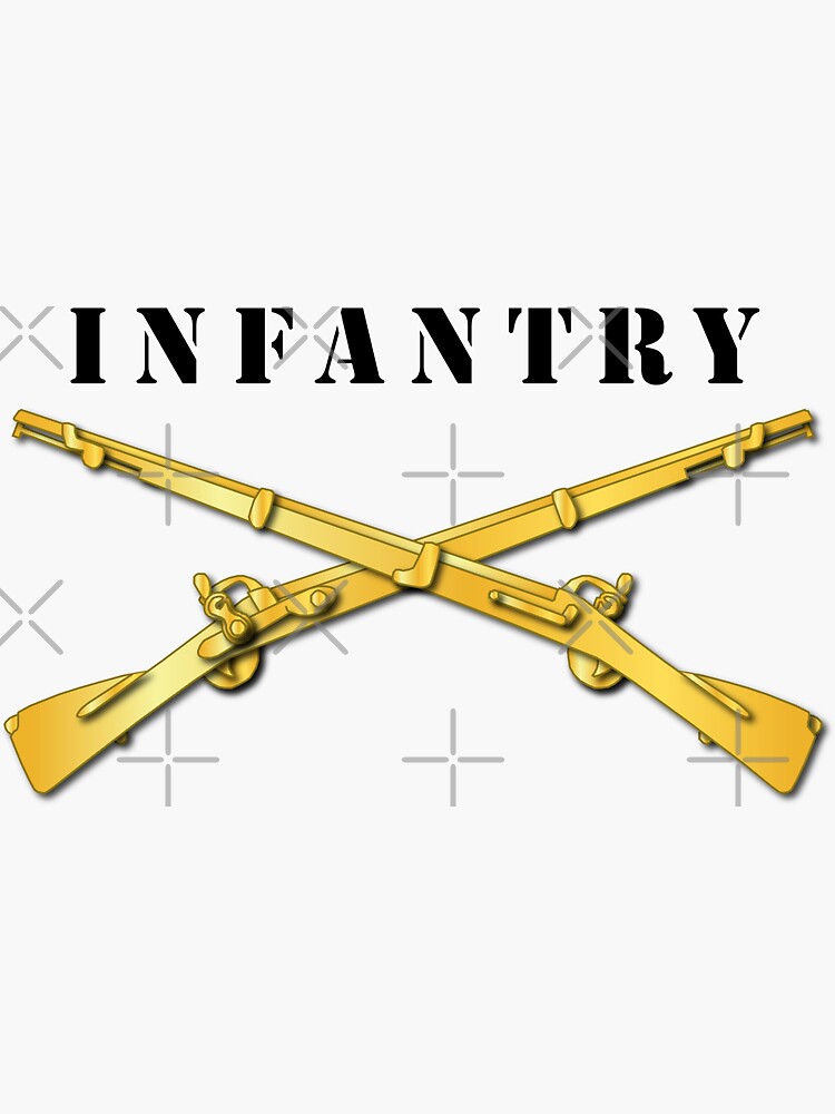 Sticker « Army - Infantry Br - Crossed Rifles w Blk Txt White Outline ...