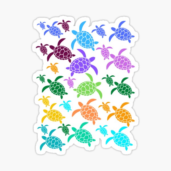 "Colorful Sea Turtles" Sticker by Mesti | Redbubble