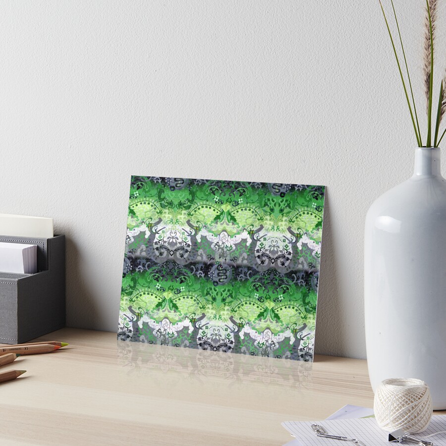 "Aromantic Dragon Damask -- Aromantic Pride Flag Colors" Art Board ...