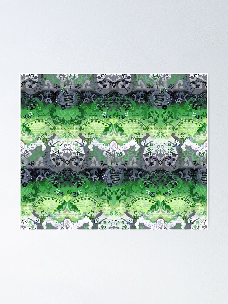 "Aromantic Dragon Damask -- Aromantic Pride Flag Colors" Poster for ...