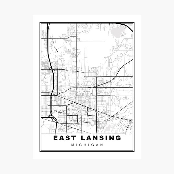 "East Lansing Map" Photographic Print for Sale by Tamas Das | Redbubble