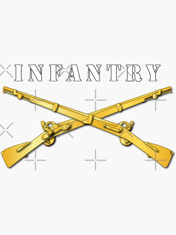 "Army - Infantry Br - Crossed Rifles w White Txt Black Outline" Sticker ...