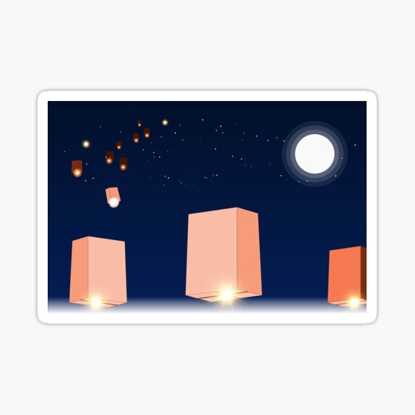 "Flying paper lanterns" Sticker for Sale by preeyavis | Redbubble