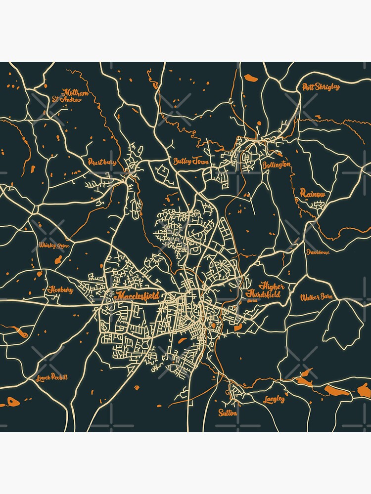"MAP | MACCLESFIELD PRESTBURY BOLLINGTON RAINOW HENBURY " Sticker for ...