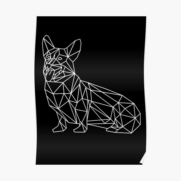 "White geometric corgi print" Poster for Sale by Humble-gallery | Redbubble