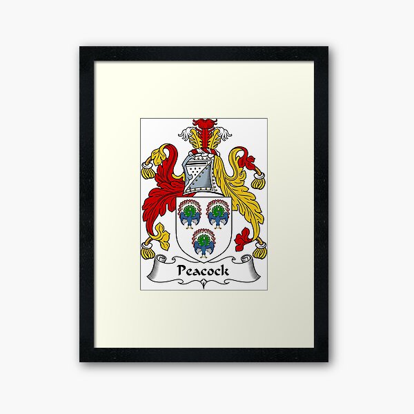 "Peacock Coat of Arms / Peacock Family Crest" Framed Art Print for Sale ...
