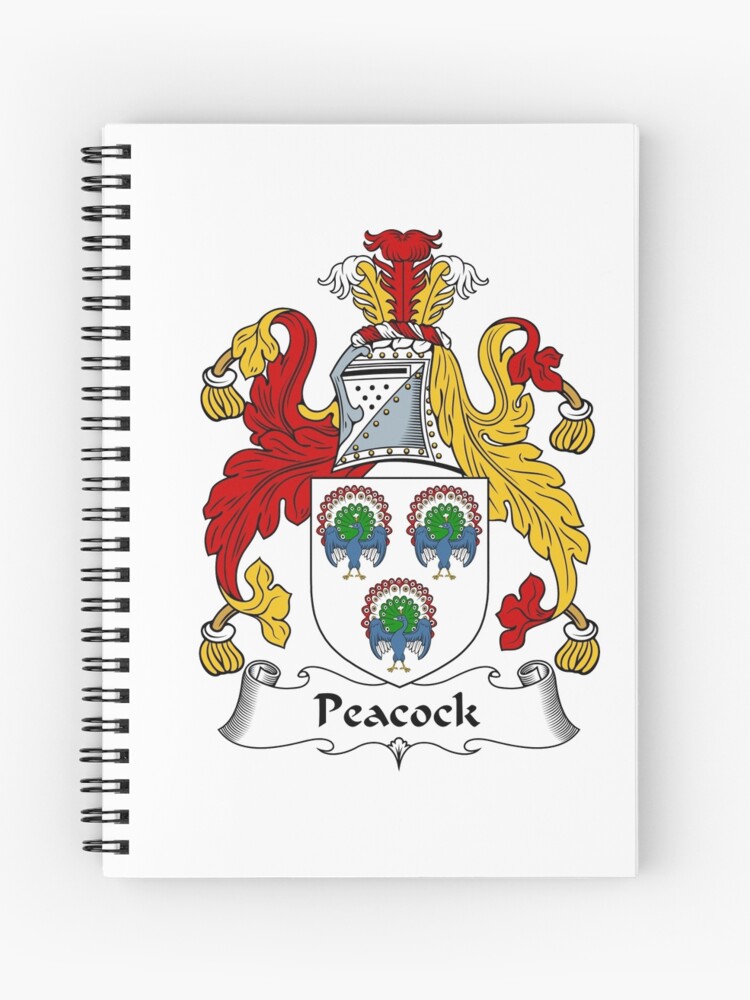 "Peacock Coat of Arms / Peacock Family Crest" Spiral Notebook for Sale ...