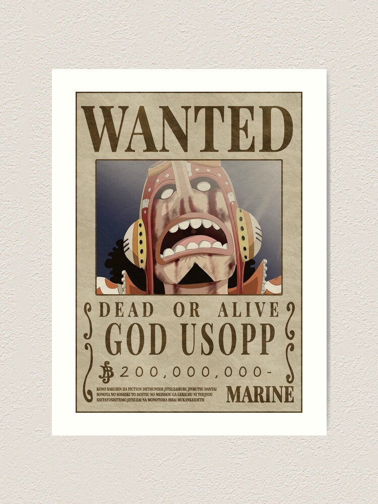 "GOD USOPP bounty wanted poster one piece" Art Print for Sale by ...